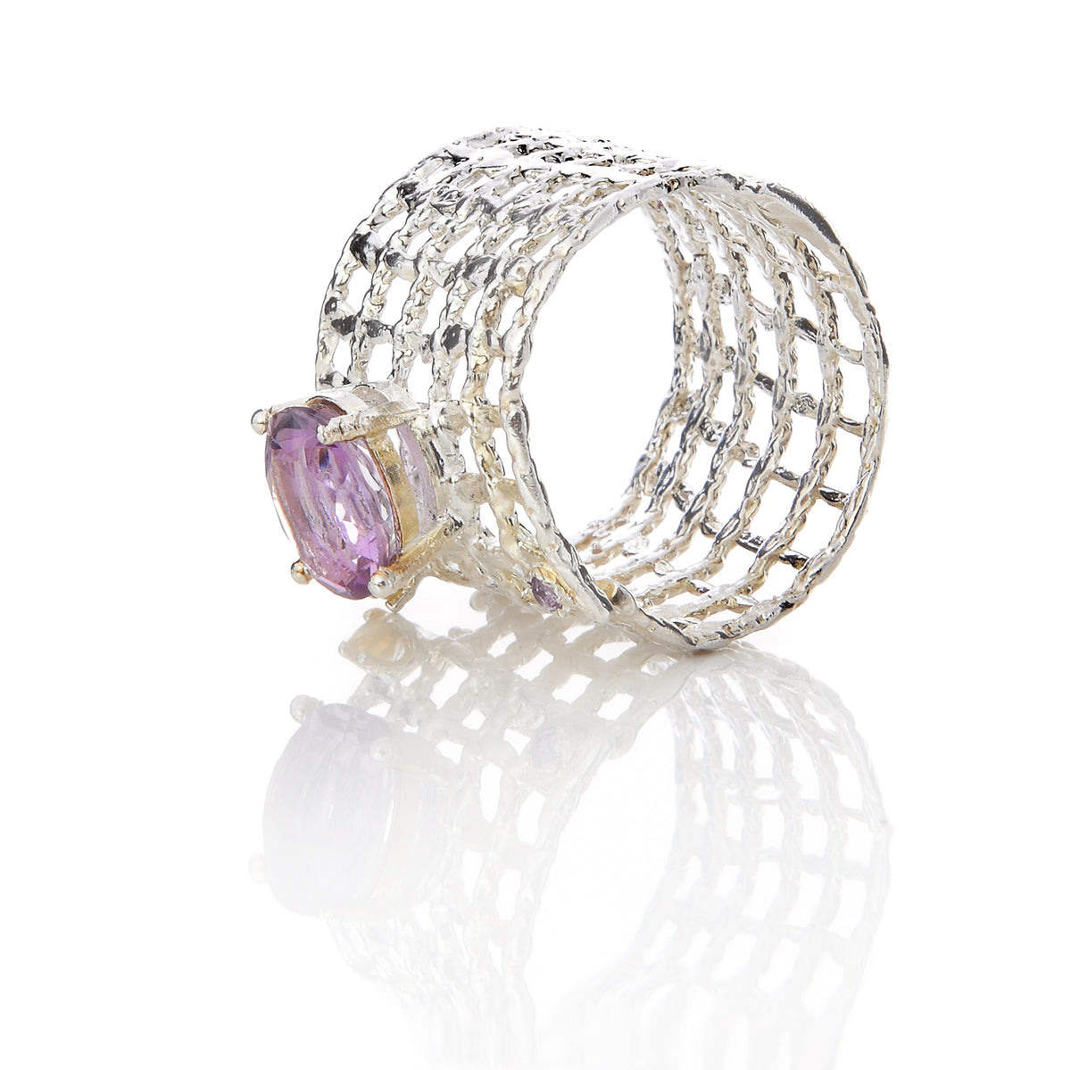 Net Band Ring with Amethyst and cintrin – Evelyn Sadovsky Jewelry Designs